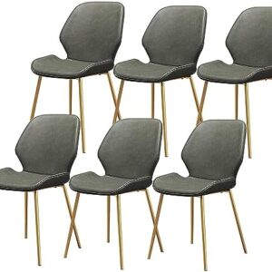 Chairs Modern Dining Chairs Set of 6 PU Leather High Back Padded Soft Seat Sturdy Metal Legs for Living Room Dining Chairs (Color:Dark Gray)