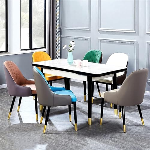 FIXARE Dining Chairs Set of 4 Modern Kitchen Living Room Chairs PU Leather High Back Soft Seat Side Chair with Metal Legs,Water Proof (Color : A9)