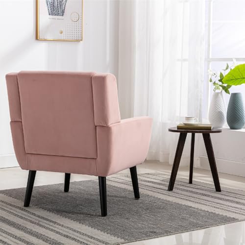 Wycian Chair for Vanity, Boho Accent Chair Upholstered Pink Seat Height 18.1" for Living Room Bedroom Dining Rooms Garden Sherpa Dining Chair 1PC