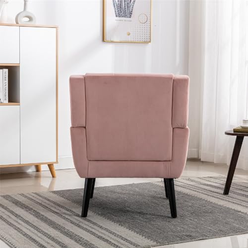 Wycian Chair for Vanity, Boho Accent Chair Upholstered Pink Seat Height 18.1" for Living Room Bedroom Dining Rooms Garden Sherpa Dining Chair 1PC