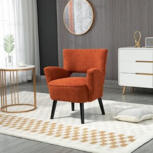 Kitchen Chair High Chair Seat, Chair Stand Fabric Metal Wood Foam Orange Seat Height 20.47" for Living Room Bedroom Dining Rooms Garden 1PC