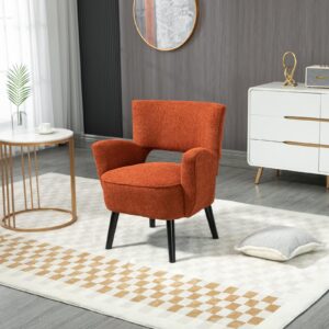 Kitchen Chair High Chair Seat, Chair Stand Fabric Metal Wood Foam Orange Seat Height 20.47" for Living Room Bedroom Dining Rooms Garden 1PC