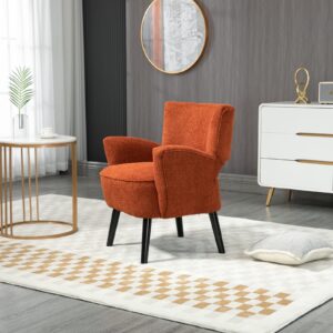 Kitchen Chair High Chair Seat, Chair Stand Fabric Metal Wood Foam Orange Seat Height 20.47" for Living Room Bedroom Dining Rooms Garden 1PC