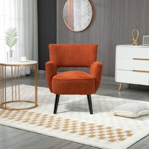 Kitchen Chair High Chair Seat, Chair Stand Fabric Metal Wood Foam Orange Seat Height 20.47" for Living Room Bedroom Dining Rooms Garden 1PC