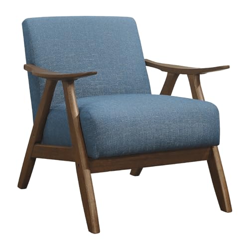 Wycian Chair Seat Cushion, Dining Chair 18 Inch Seat Height Solid Wood Blue Upholstered Back and Curved Arms Seat Height 18" for Living Room Bedroom 1PC