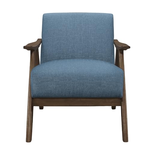 Wycian Chair Seat Cushion, Dining Chair 18 Inch Seat Height Solid Wood Blue Upholstered Back and Curved Arms Seat Height 18" for Living Room Bedroom 1PC