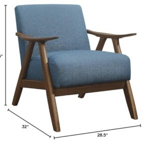 Wycian Chair Seat Cushion, Dining Chair 18 Inch Seat Height Solid Wood Blue Upholstered Back and Curved Arms Seat Height 18" for Living Room Bedroom 1PC