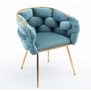 inmozata modern dining chair velvet accent living room chair upholstered vanity chair with gold legs furniture decorative,blue