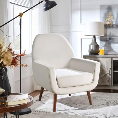 Wycian Sofa Chairs, Velvet Chair Vanity Foam Beige Seat Height 17.75" for Living Room Bedroom Dining Rooms Garden Kitchen Chair High Chair Seat 1PC