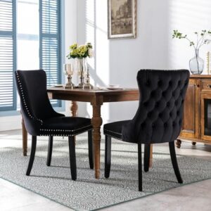 wycian comfortable chairs, black patio chair 2pcs black seat height 18.9" velvet foam 27.4" l 20.4" w 37.4" h living room bedroom dining rooms