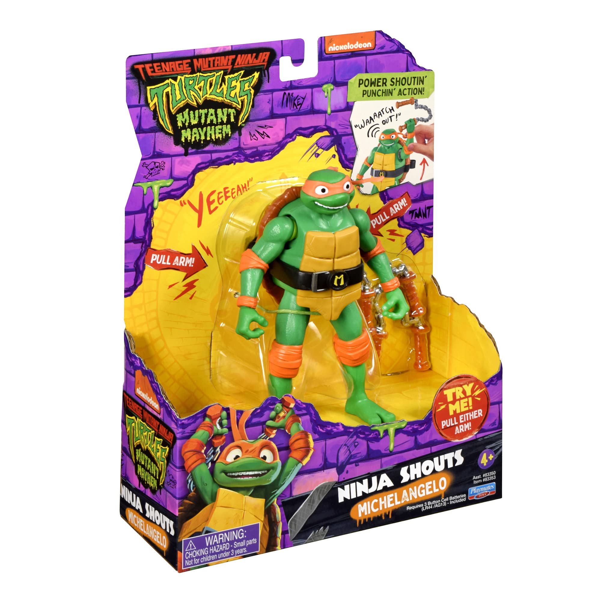 Teenage Mutant Ninja Turtles: Mutant Mayhem 5.5” Michelangelo Deluxe Ninja Shouts Figure by Playmates Toys