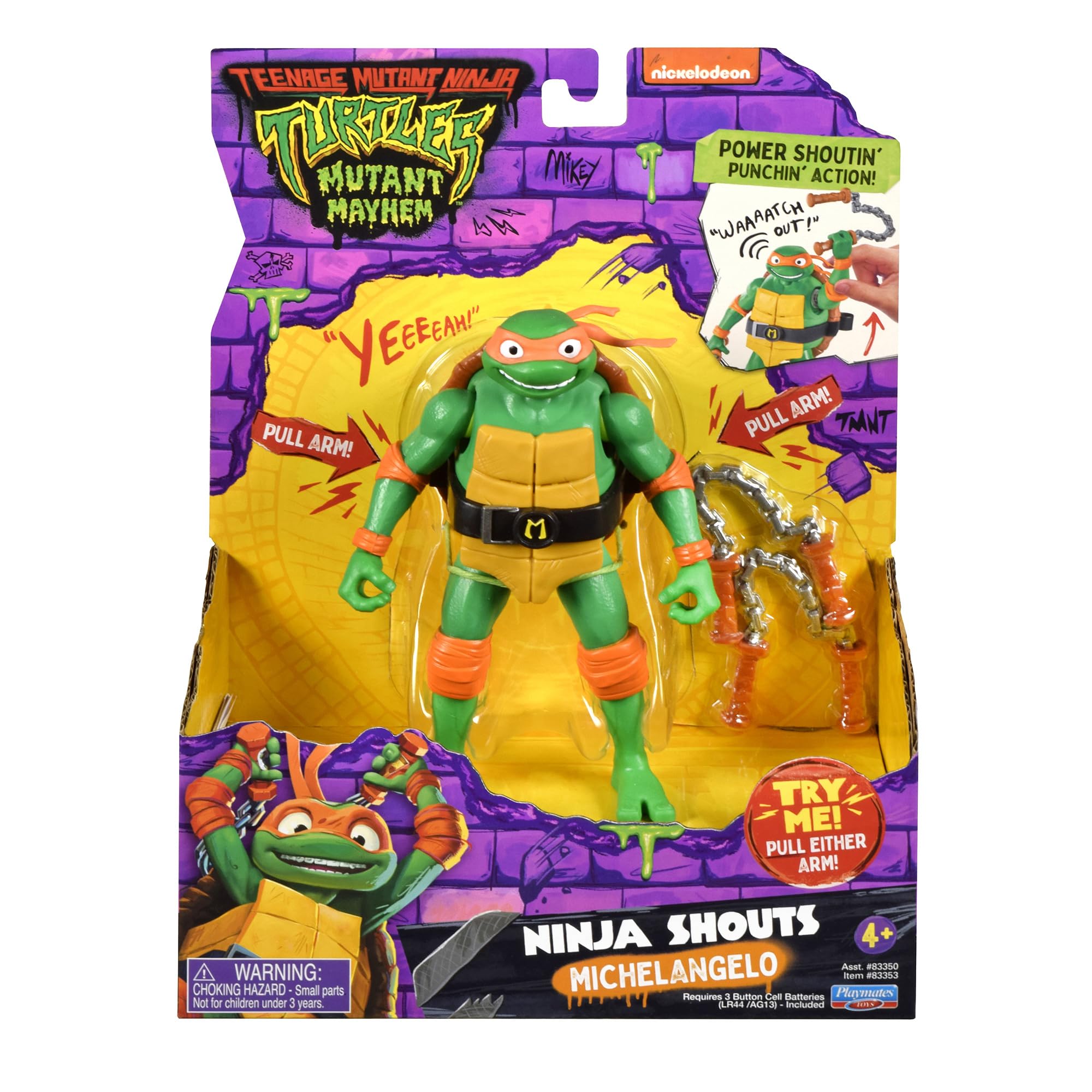 Teenage Mutant Ninja Turtles: Mutant Mayhem 5.5” Michelangelo Deluxe Ninja Shouts Figure by Playmates Toys