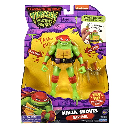 Teenage Mutant Ninja Turtles: Mutant Mayhem 5.5” Raphael Deluxe Ninja Shouts Figure by Playmates Toys