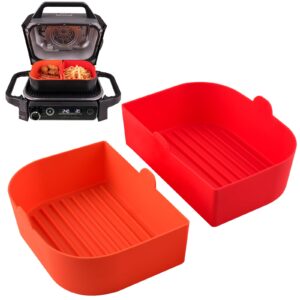 2 pack silicone grill liners for ninja dg551, og701 & og751,for ninja 7 in 1 & og951 woodfire outdoor grill accessories, reusable heat resistant nonstick grill basket liners 8.9" x 6.3"