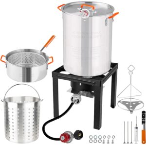 lafati turkey fryer set, 30qt & 10qt pots with large steamers, and 54,000btu high output burner for camping, outdoor parties, thanksgiving