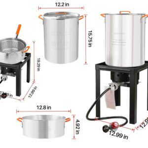 Lafati Turkey Fryer Set, 30QT & 10QT Pots with Large Steamers, and 54,000BTU High Output Burner for Camping, Outdoor Parties, Thanksgiving