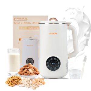 anatole nut milk maker 35oz 1000ml almond milk machine 8-in-1 automatic soy oat cow plant-based milk homemade dairy-free beverages with 10 stainless steel blades 12 hours timer