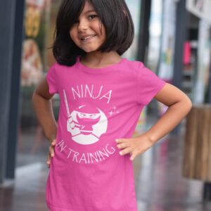 Ninja in Training Kids Shirt Novelty Gifts Cool Ninjas Boys Girls Toddler Shirts Small Pink