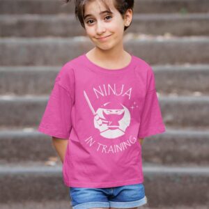 Ninja in Training Kids Shirt Novelty Gifts Cool Ninjas Boys Girls Toddler Shirts Small Pink