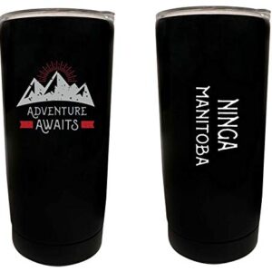 R and R Imports Ninga Manitoba Souvenir 16 oz Stainless Steel Insulated Tumbler Adventure Awaits Design Black.