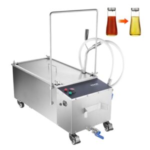 vevor mobile fryer filter, 300w oil filtration system with 5 l/min flow rate, frying oil filtering system with 10 l/min pump wheels oil hose, 110v/60hz (58l)