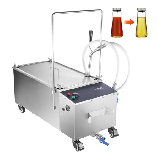 VEVOR Mobile Fryer Filter, 300W Oil Filtration System with 5 L/min Flow Rate, Frying Oil Filtering System with 10 L/min Pump Wheels Oil Hose, 110V/60Hz (58L)