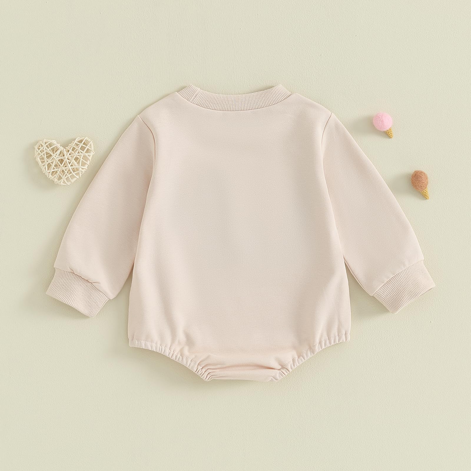 Chloefairy Baby Girl Boy Football Outfit Game Day Football Sweatshirt Romper Oversized Bodysuit Fall Winter Clothes (Apricot-GAME DAY embroidery, 6-12 Months)