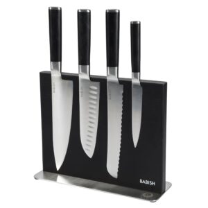 babish 5 piece 1.4116 german steel magnetic forged kitchen knife block set