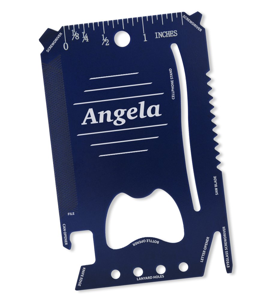 Dimension 9 Angela - Laser Engraved, Anodized Metal Personalized Wallet Tool