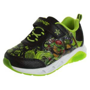 josmo boy's ninja turtles lighted sneakers (toddler/little kid), black/green, 8