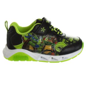 Josmo Boy's Ninja Turtles Lighted Sneakers (Toddler/Little Kid), Black/Green, 8