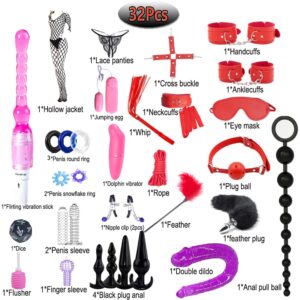 32Pcs SM Bondage Restraint Vibrator Silicone Anal Plug Dildo Sex Toys for Butt plug2