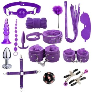 bdsm restraints sex toys 15 pcs for couples bondage kits fetish bed restraints set for beginners sm adult games spanking paddle purple