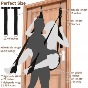 BDSM Door Sex Swing with Seat, Bondage Slave Newest Leather Soft Plush Sex Slings with Adjustable Straps, Hanging Door Handcuffs Leg Restraints Spreader Adult Sex Toys for Couple, Holds up to 300lbs