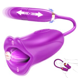 rose sex toys dildo vibrator for women - adult vibration oral sex toy with 10 thrusting & vibrating kiss modes, g spot clitoris nipple vibrator licker stimulator for couples pleasure female sex toys