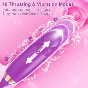 Rose Sex Toys Dildo Vibrator for Women - Adult Vibration Oral Sex Toy with 10 Thrusting & Vibrating Kiss Modes, G Spot Clitoris Nipple Vibrator Licker Stimulator for Couples Pleasure Female Sex Toys