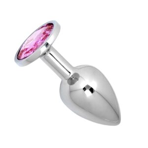 Hmxpls Pink Jeweled Beginners Butt Plug Sex Love Games Personal Massager for Women Men Couples Lover Stainless Steel Anal Plug SM Anal Stimulation Toy, 50g