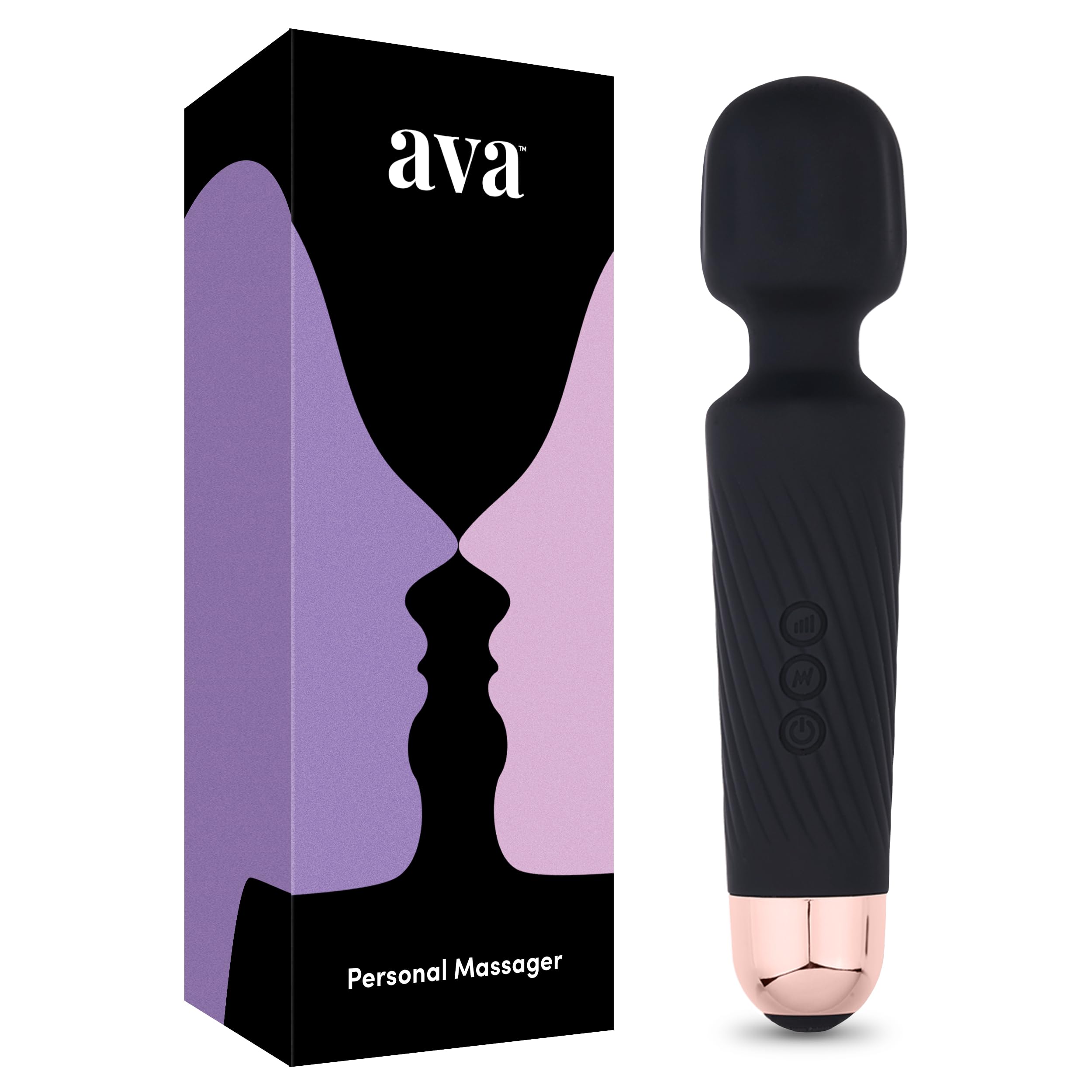 Ava Vibrator Wand Sex Toys [Clit Stimulator Vibrators] Vibrator for Woman | Sex Toy | 4+ Hr Battery | Gifts for Women | 20 Patterns & 8 Speeds of Pleasure | Quiet Adult Sex Toys -Standard - Black