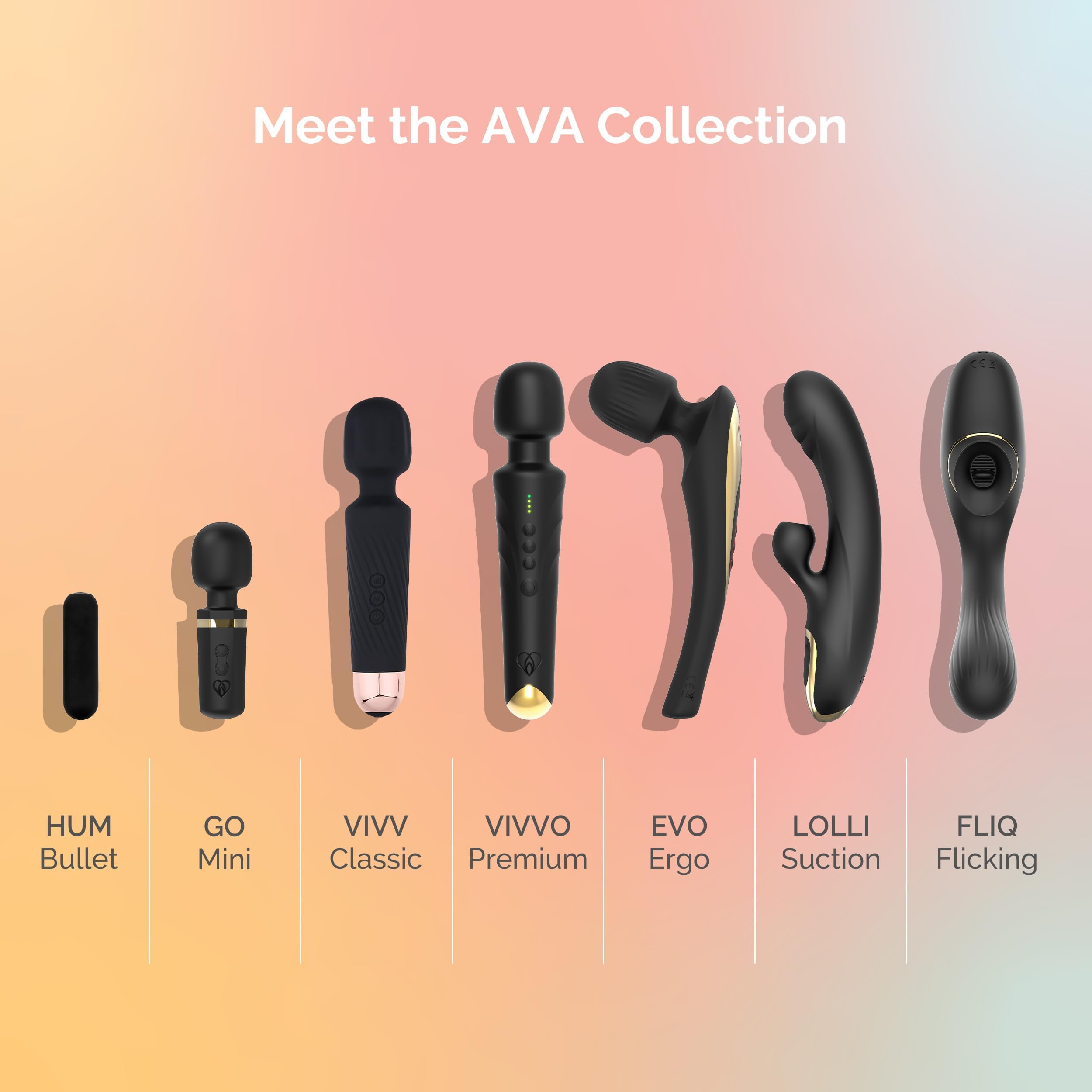 Ava Vibrator Wand Sex Toys [Clit Stimulator Vibrators] Vibrator for Woman | Sex Toy | 4+ Hr Battery | Gifts for Women | 20 Patterns & 8 Speeds of Pleasure | Quiet Adult Sex Toys -Standard - Black