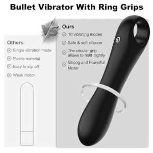 Mini Bullet Vibrators Adult Sex Toys for Woman - NSBAN G Spot Dildo Vibrator for Female Clitoral Stimulation with 10 Vibrating Modes, Clit Clitoris Stimulator for Woman & Couple Sex Pleasure(Black)