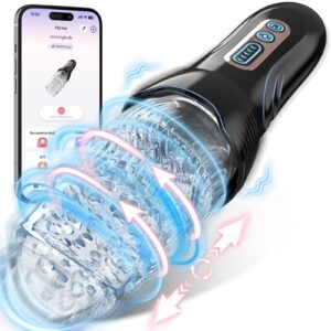 automatic male masturbator sex toys, uoffile male sex toy with 5 thrusting & rotating & 10 vibrating modes, adult toys men masturbation machine electric pocket pussy male stroker sex toys for men