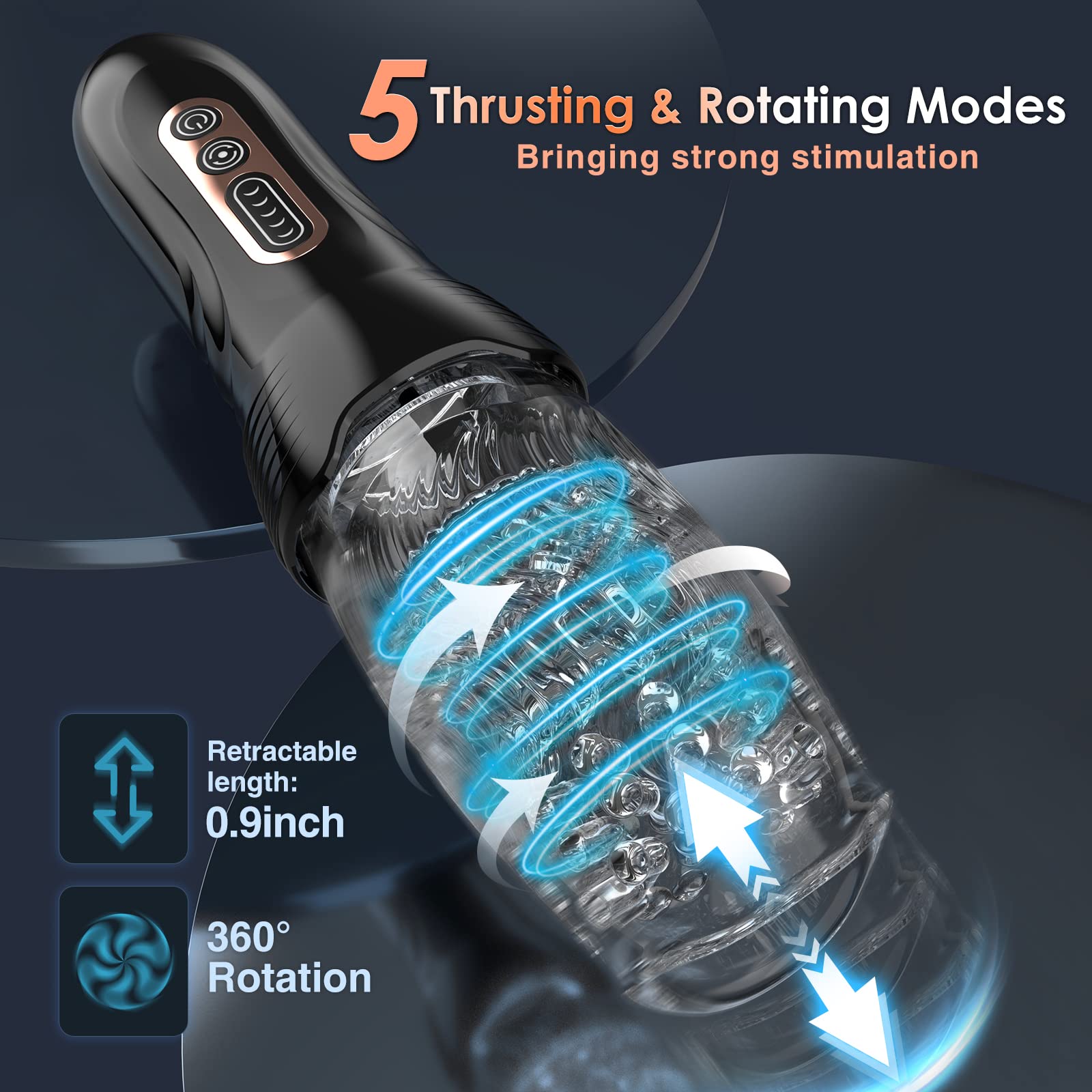 Automatic Male Masturbator Sex Toys, Uoffile Male Sex Toy with 5 Thrusting & Rotating & 10 Vibrating Modes, Adult Toys Men Masturbation Machine Electric Pocket Pussy Male Stroker Sex Toys for Men