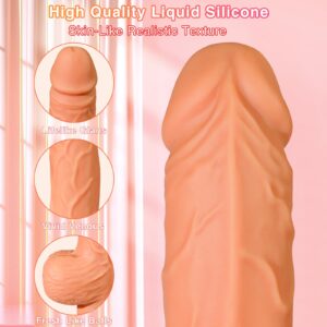 Sex Machine Thrusting Realistic Dildo for Women with 10 Vibrating & Thrusting Modes for G Spot Clitoral Anal Stimulation, Remote Control Silicone Vibrator, Adult Sex Toy (Flesh)