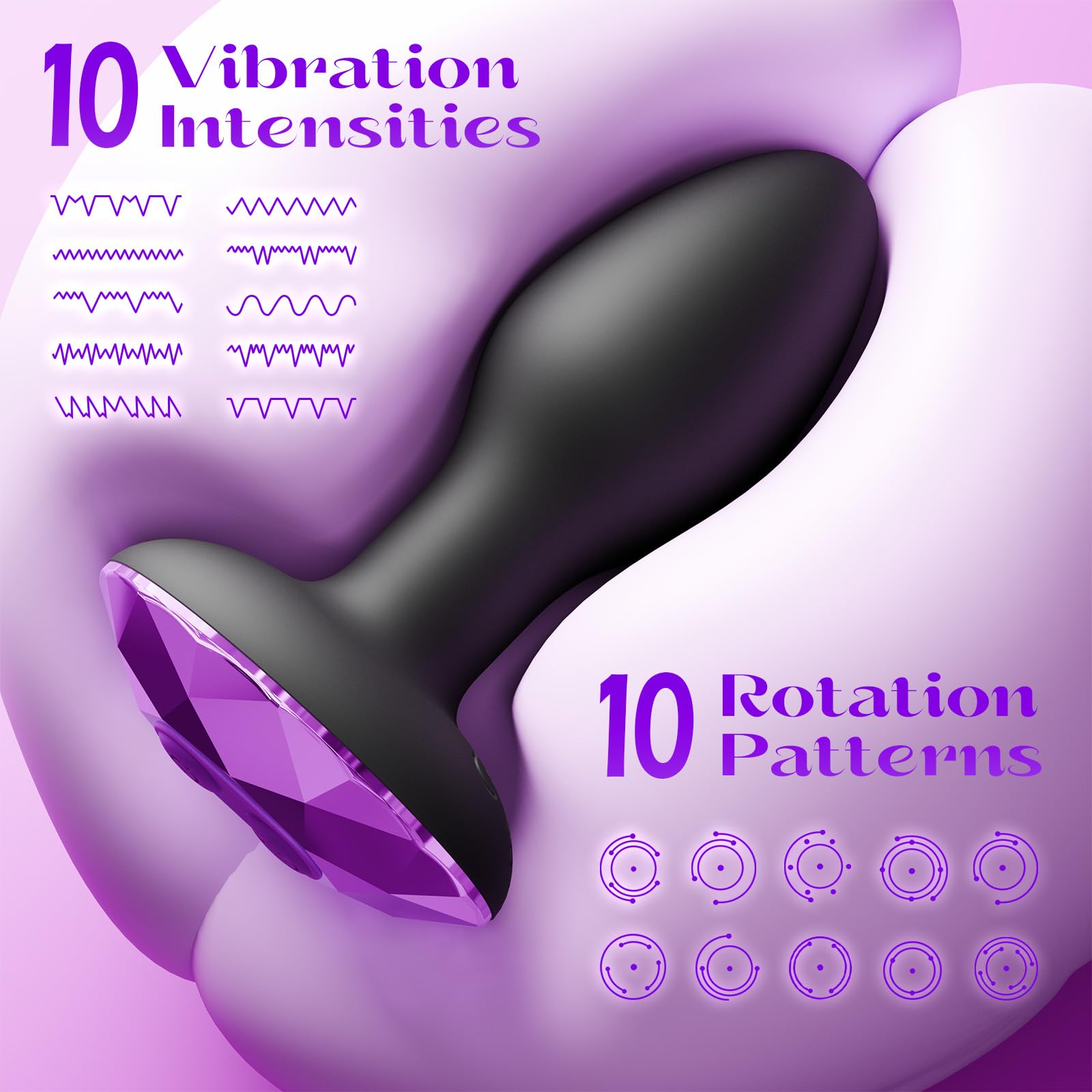 ZQADZY Anal Plug Adult Sex Toy with 10 Rotating & Vibration Settings, Couple Sex Toys Anal Vibrator, Vibrating Butt Plug Sex Toys for Men Female Sex Toys Prostate Massager, Adult Sex Toys & Games