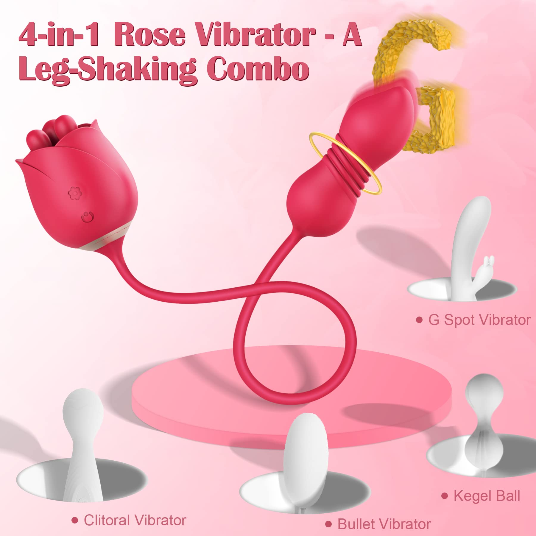 Sex Toys Rose Dildo Vibrator - Rose Sex Toy Thrusting Dildos, Fondling Vibrators Adult Toys, Female Vibrator Clitoris Stimulator, Couples Sexual Pleasure Stimulation Device, Consoladores Vibradores