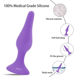 Anal Plug Sex Toys,HISIONLEE 5PCS Sex Anal Toys Silicone Butt Plug Training Kit for Adult Sex Toys & Games Women Male and Beginners (Purple)