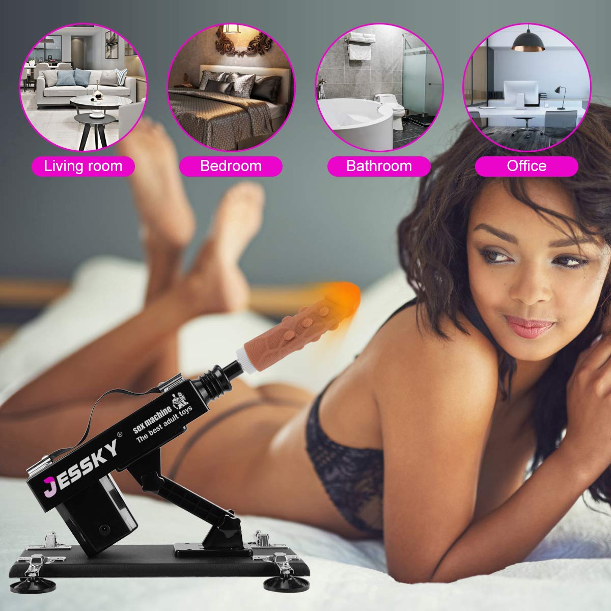 JESSKYLOVE Adjustable Sex Machine, Adult Sex Toys with 8 Attachments 3XLR Connector Automatic Machines for Women