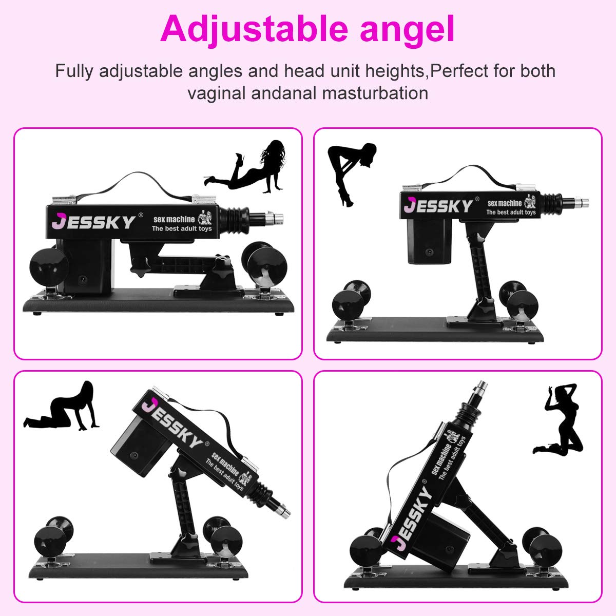 JESSKYLOVE Adjustable Sex Machine, Adult Sex Toys with 8 Attachments 3XLR Connector Automatic Machines for Women