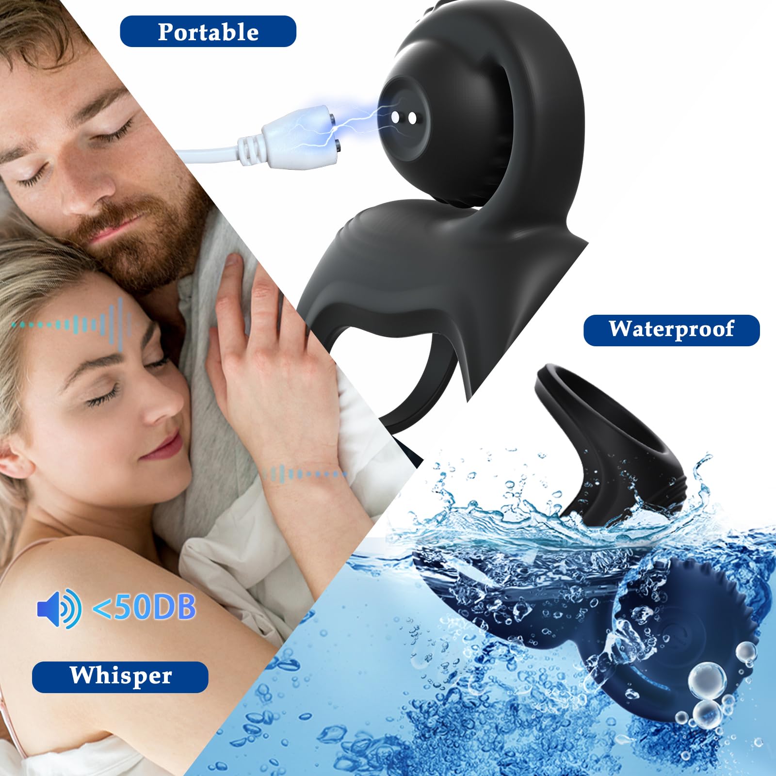 Vibrating Cock Ring with Snail Vibe Clitoral Stimulator, Pleasure Penis Ring Sleeve Vibrator Couples Adult Sex Toys for Men Women, Male Couple Sex Toy, Cock Rings Vibrators for Men Erection Sex