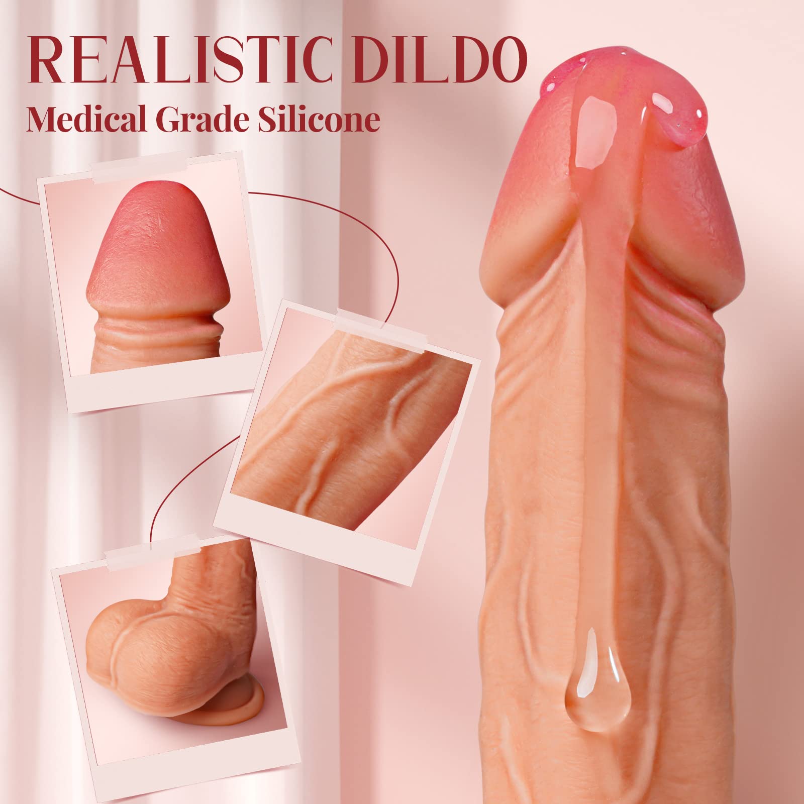 Thrusting Dildo Sex Toys Dildos - Adult Sex Toy Realistic Vibrator Dildo for Clitoral G-spot Anal Stimulation, 8 inch Dildo Vibrators for Women for Couples (8 inch)